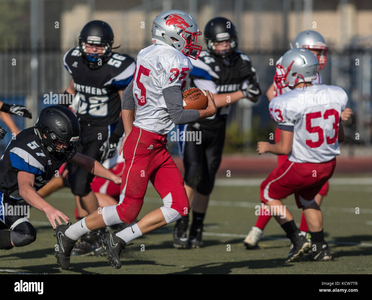 Football action with Trinity vs. University Prep High School in Redding ...