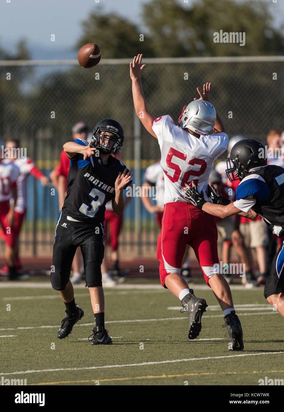 Football action with Trinity vs. University Prep High School in Redding ...
