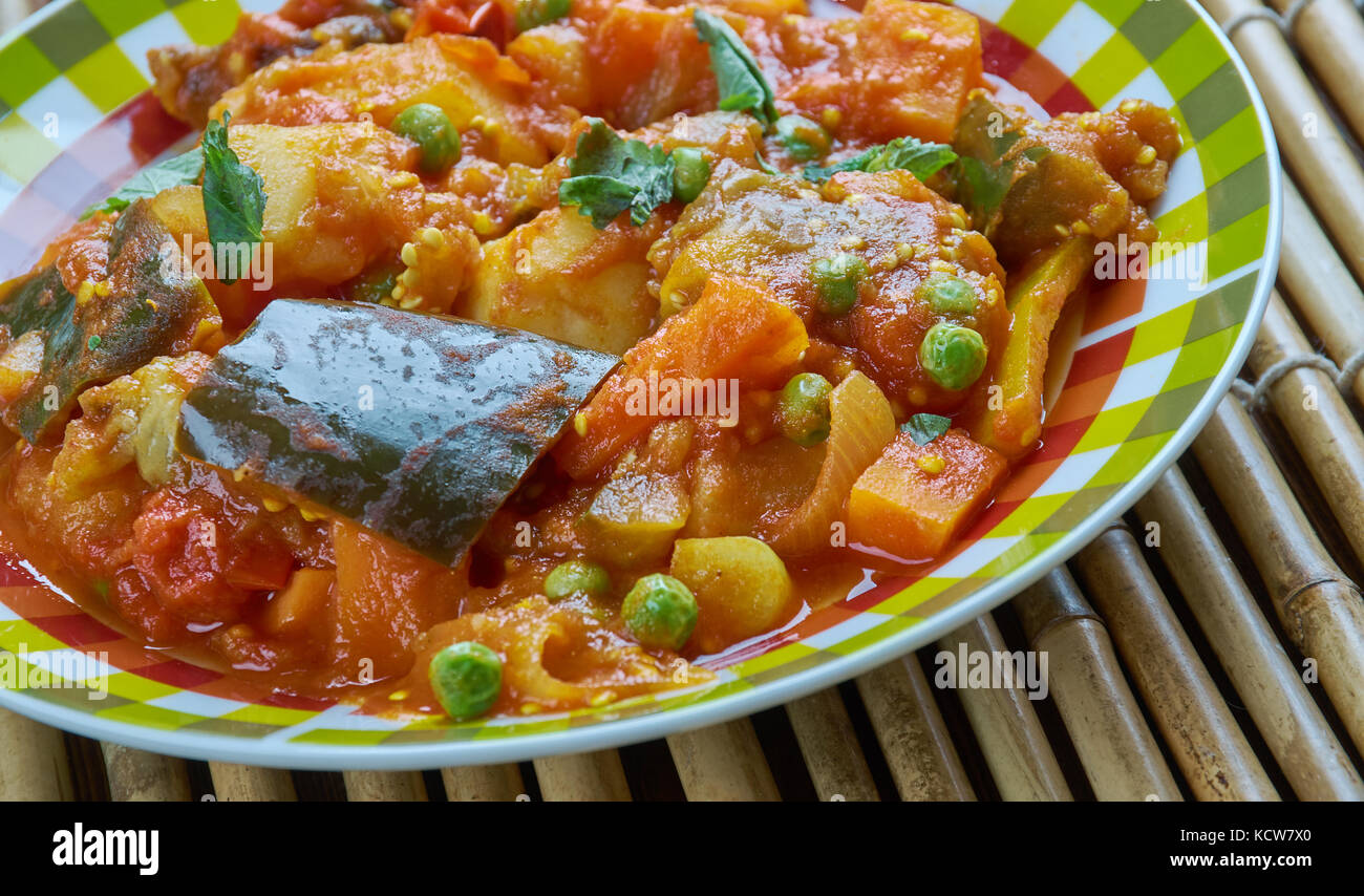 Baingan Aaloo Ki Subji - Eggplant Potato brinjal dish Stock Photo - Alamy