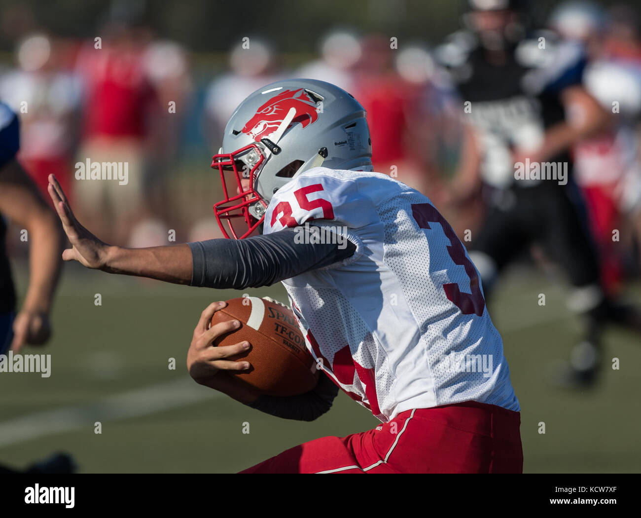 Football action with Trinity vs. University Prep High School in Redding ...