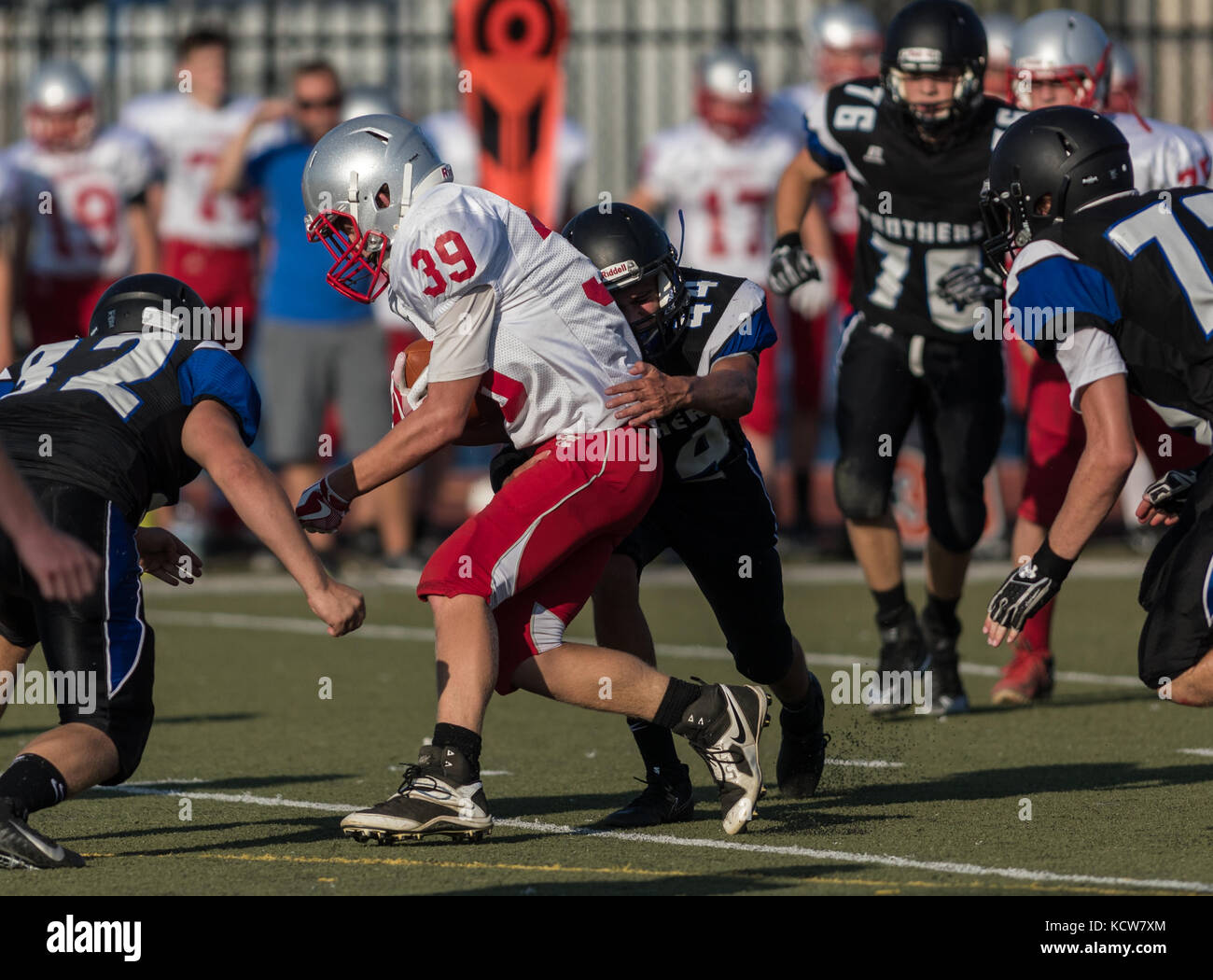 Football action with Trinity vs. University Prep High School in Redding ...