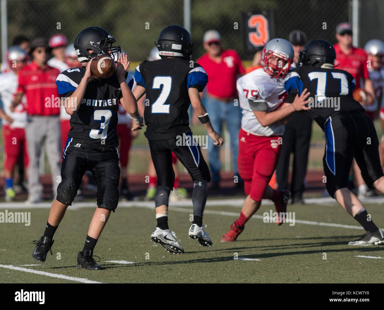 Football action with Trinity vs. University Prep High School in Redding ...