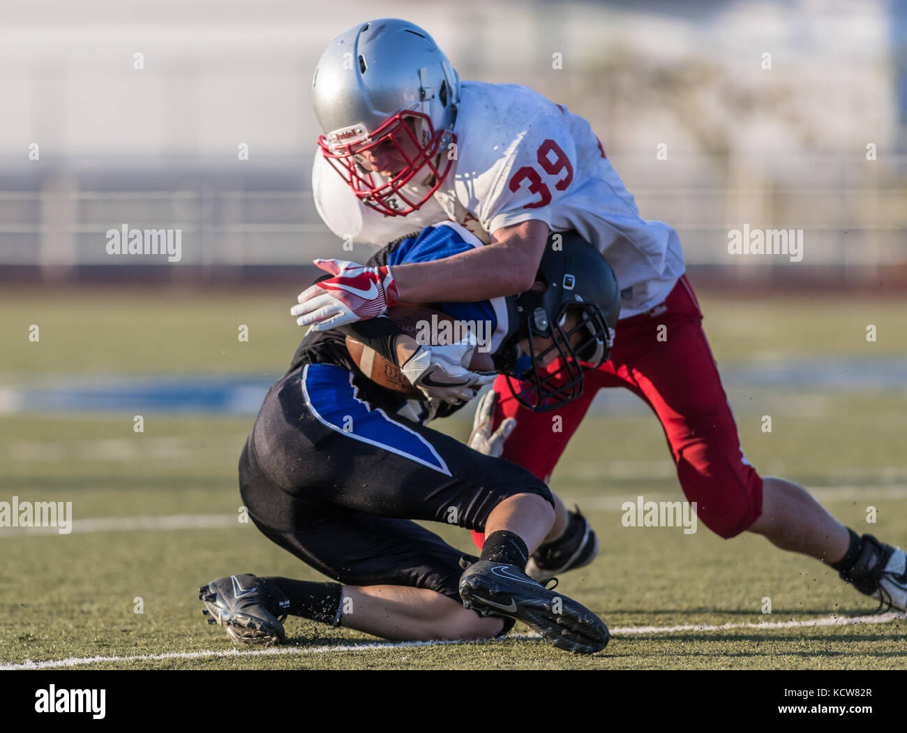 Football action with Trinity vs. University Prep High School in Redding ...