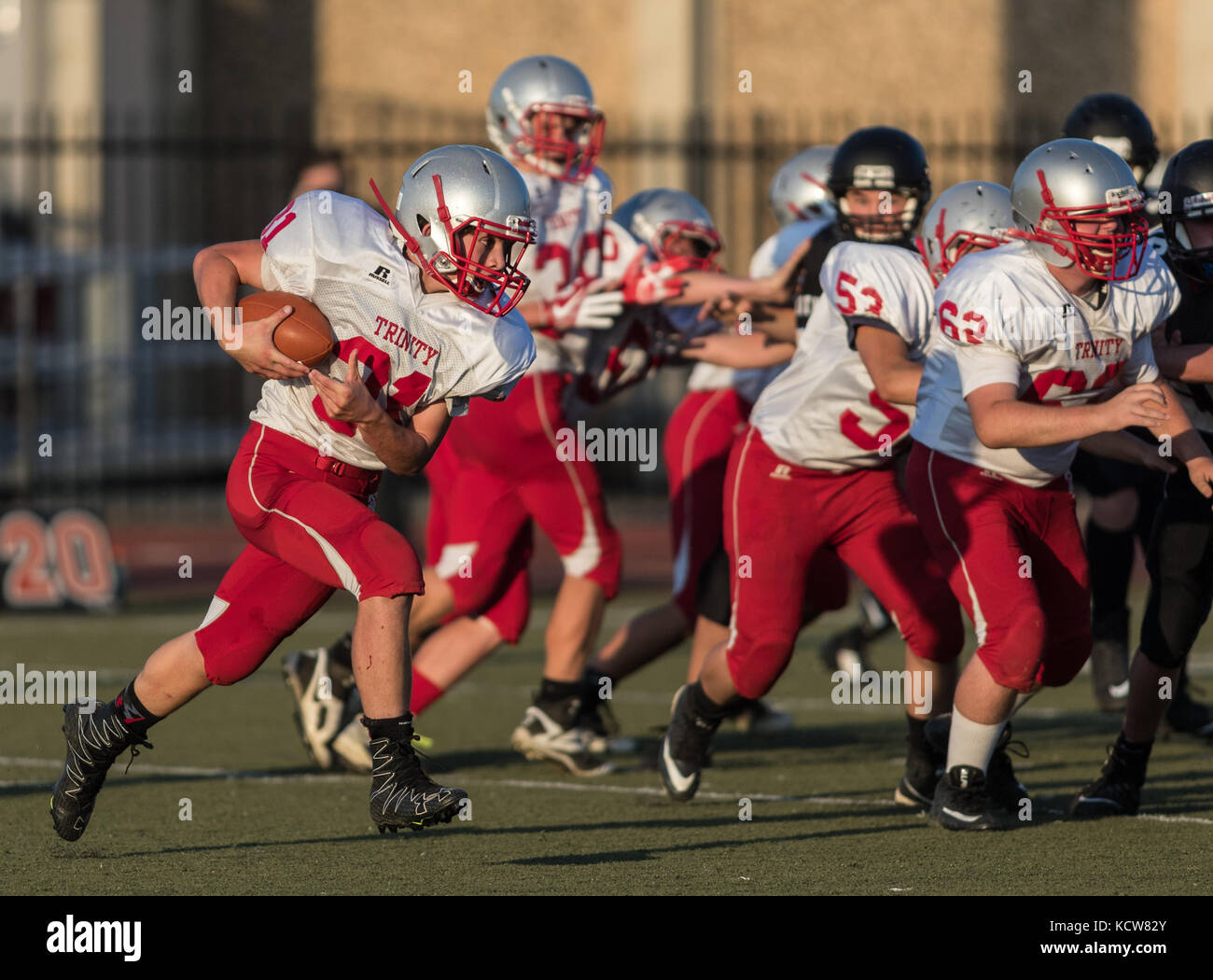 Football action with Trinity vs. University Prep High School in Redding ...