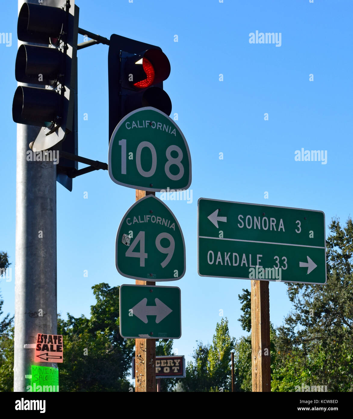State California 108 and 49, Sonora and Oakdale direction and distance ...