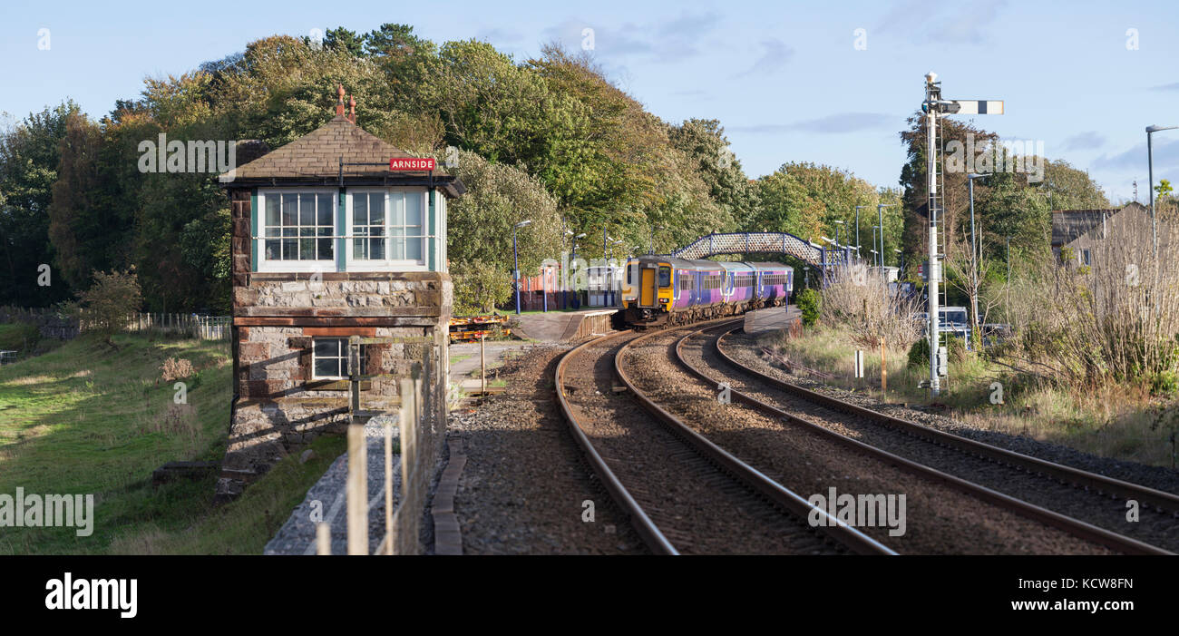 Northern rail Sprinter train at Arnside (Cumbria) with the 1610 Barrow ...