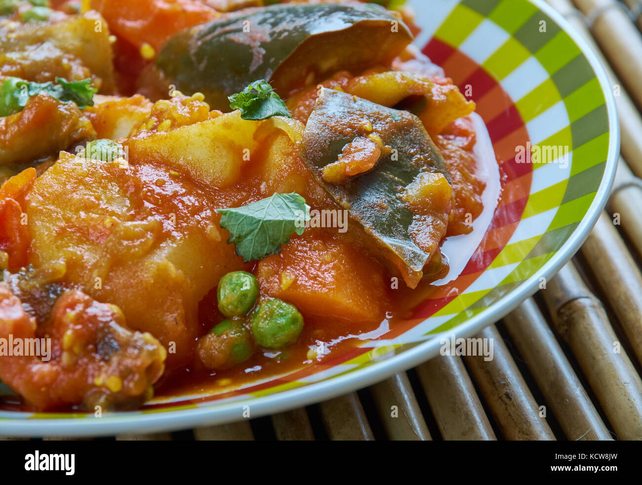 Baingan Aaloo Ki Subji - Eggplant Potato brinjal dish Stock Photo - Alamy