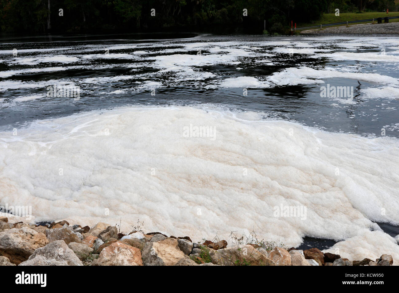 Foam on the surface of a river Stock Photo - Alamy