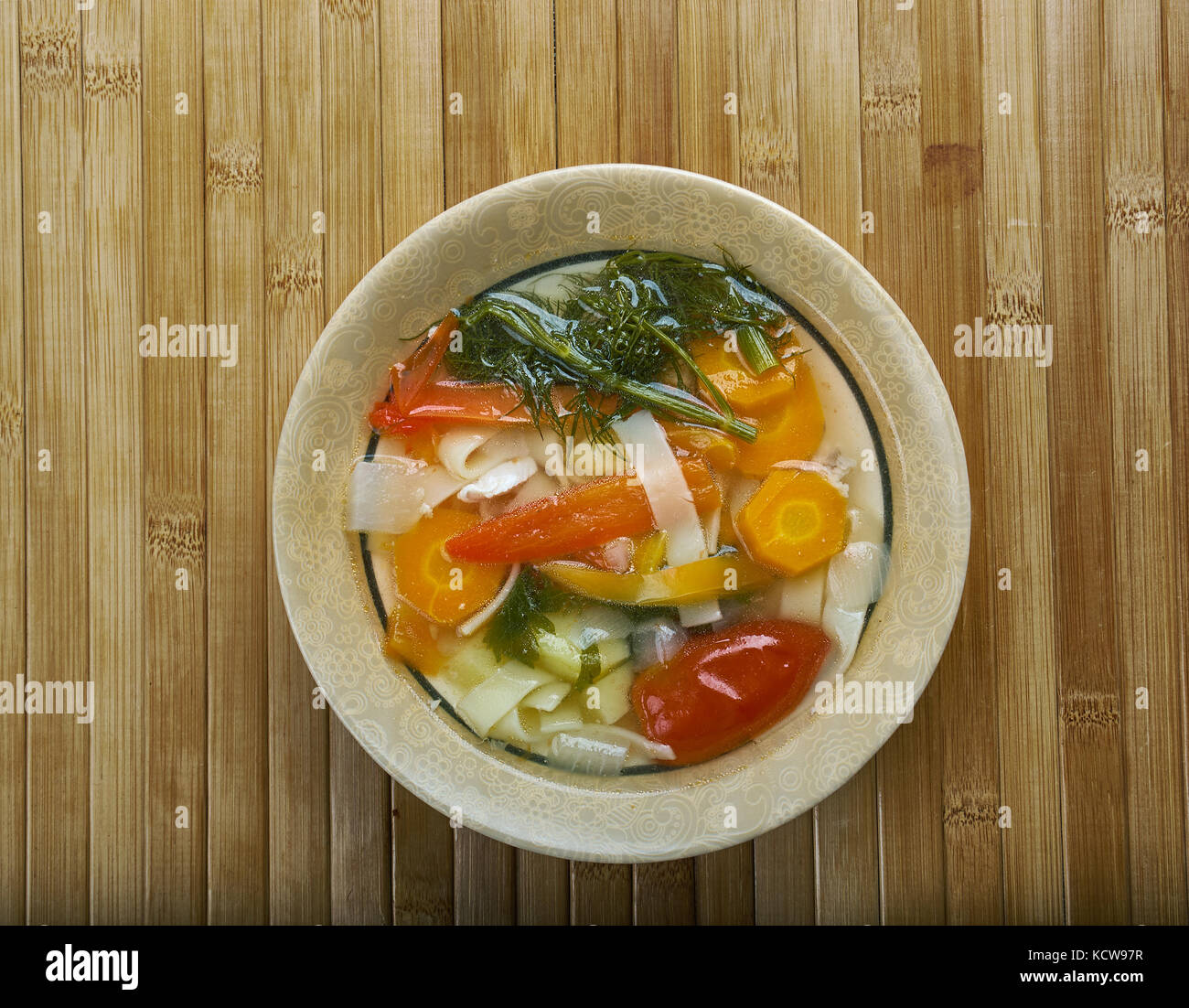 Supa taraneasca - Romanian vegetable soup with noodles Stock Photo - Alamy
