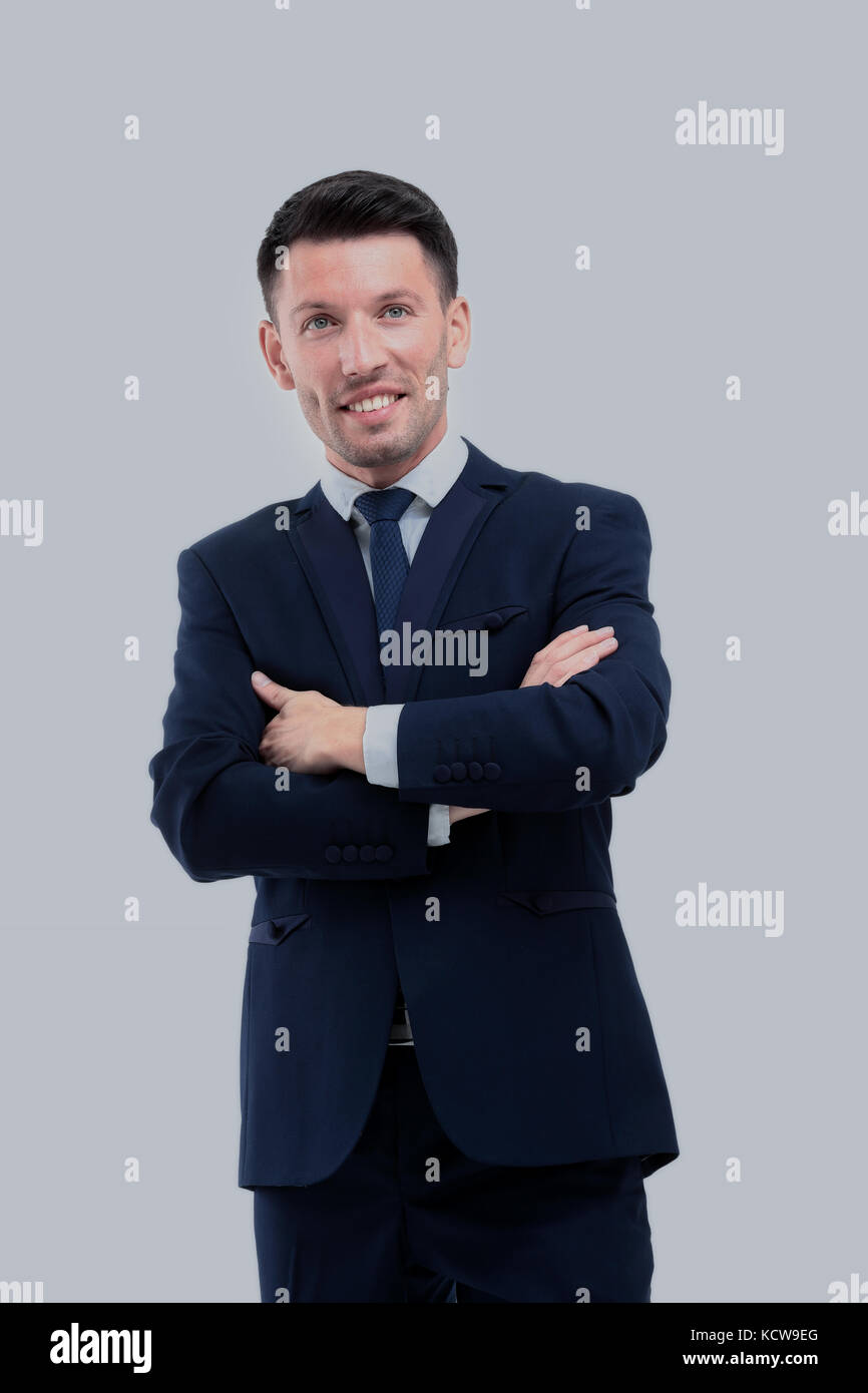 Portrait of a elegant handsome business man on white background Stock ...