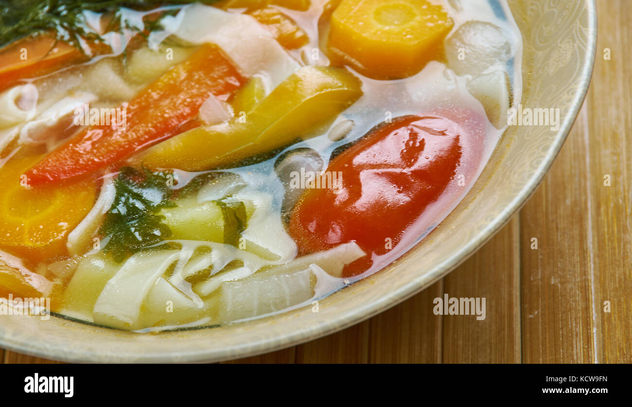 Supa taraneasca - Romanian vegetable soup with noodles Stock Photo - Alamy