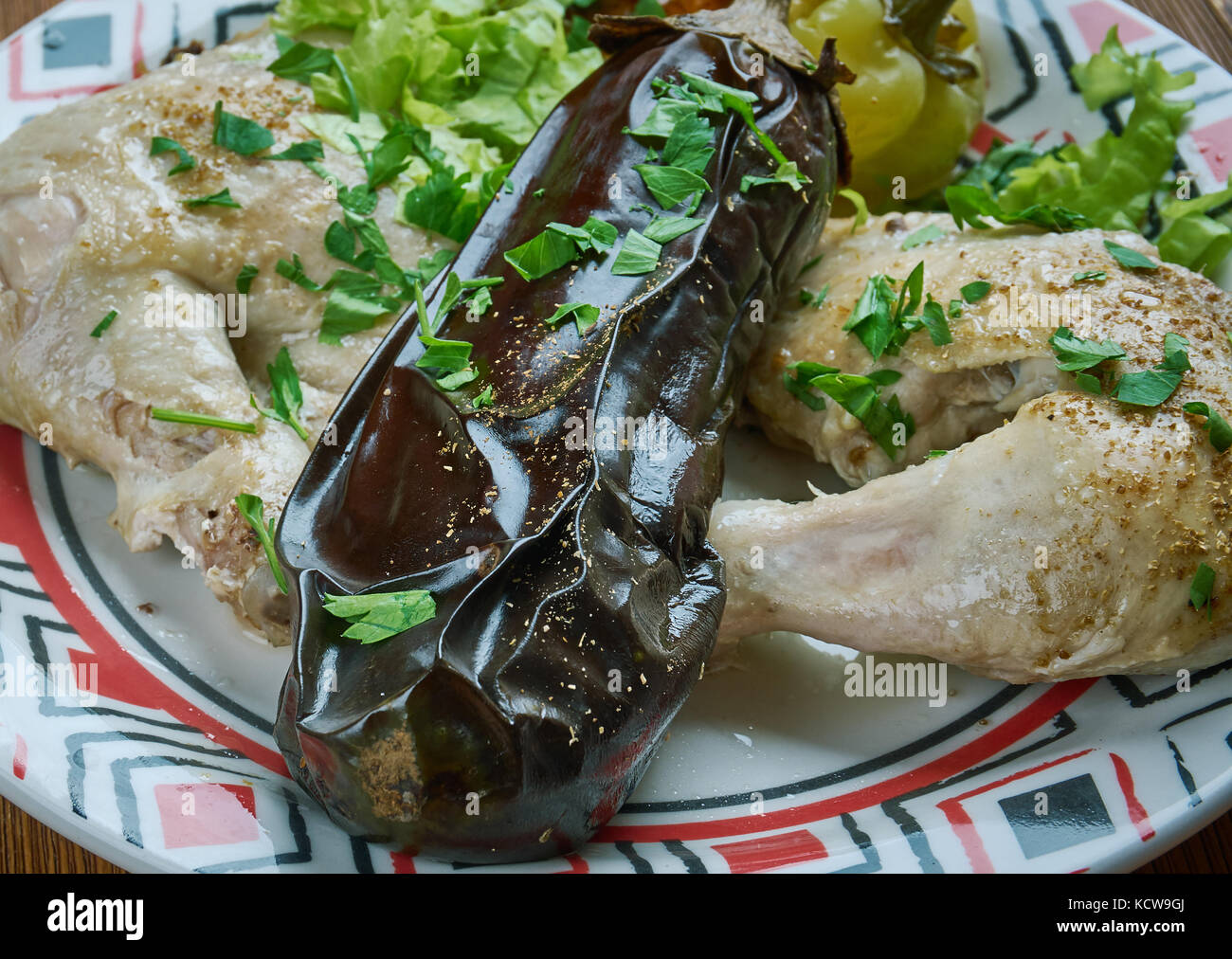 Levengi badimcan - Stuffed chicken with nuts Eggplant . Azerbaijani ...