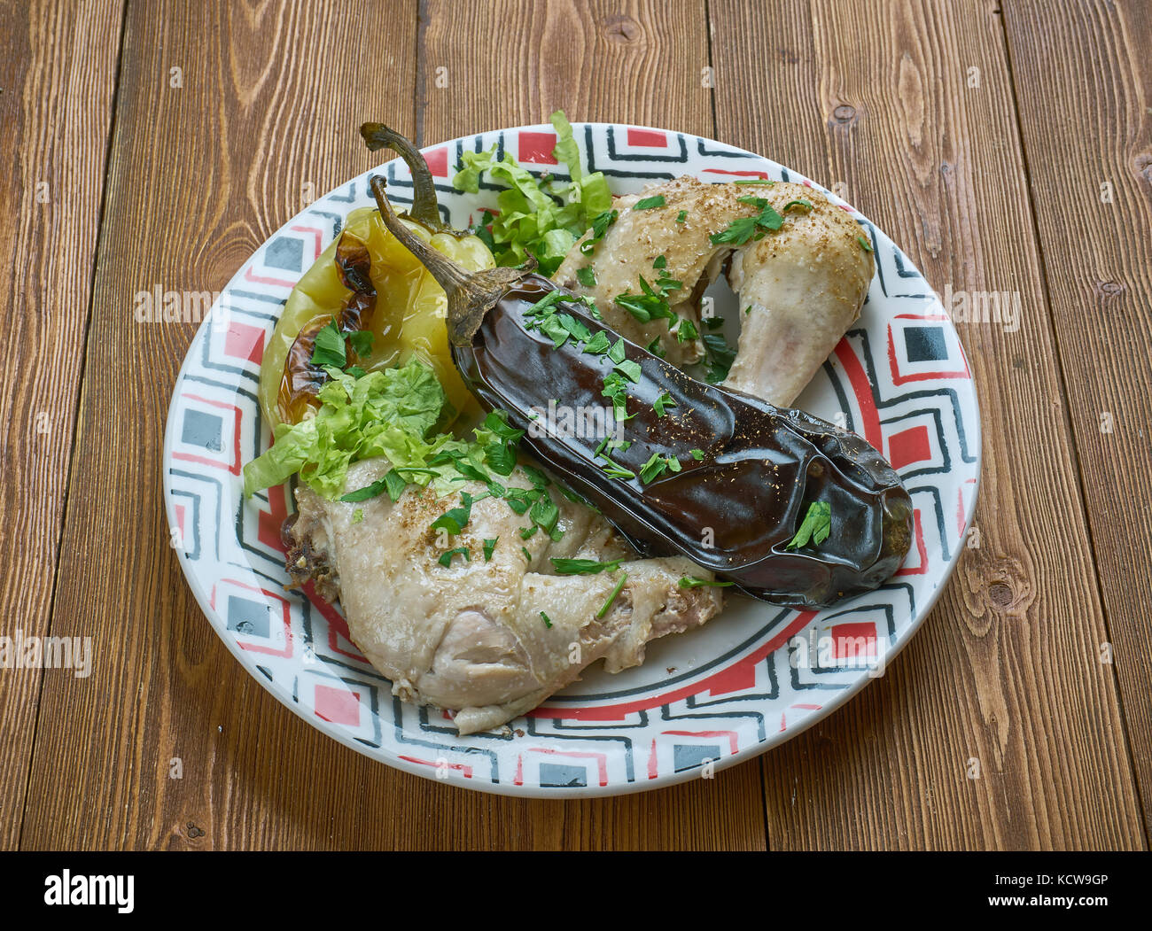 Levengi badimcan - Stuffed chicken with nuts Eggplant . Azerbaijani ...