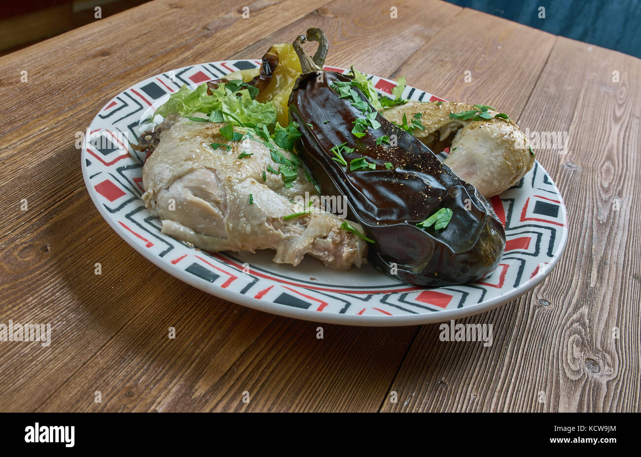 Levengi badimcan - Stuffed chicken with nuts Eggplant . Azerbaijani ...