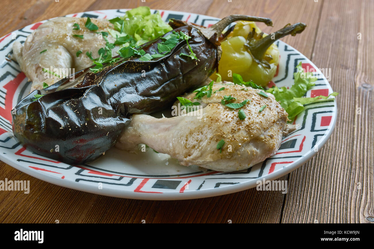 Levengi badimcan - Stuffed chicken with nuts Eggplant . Azerbaijani ...