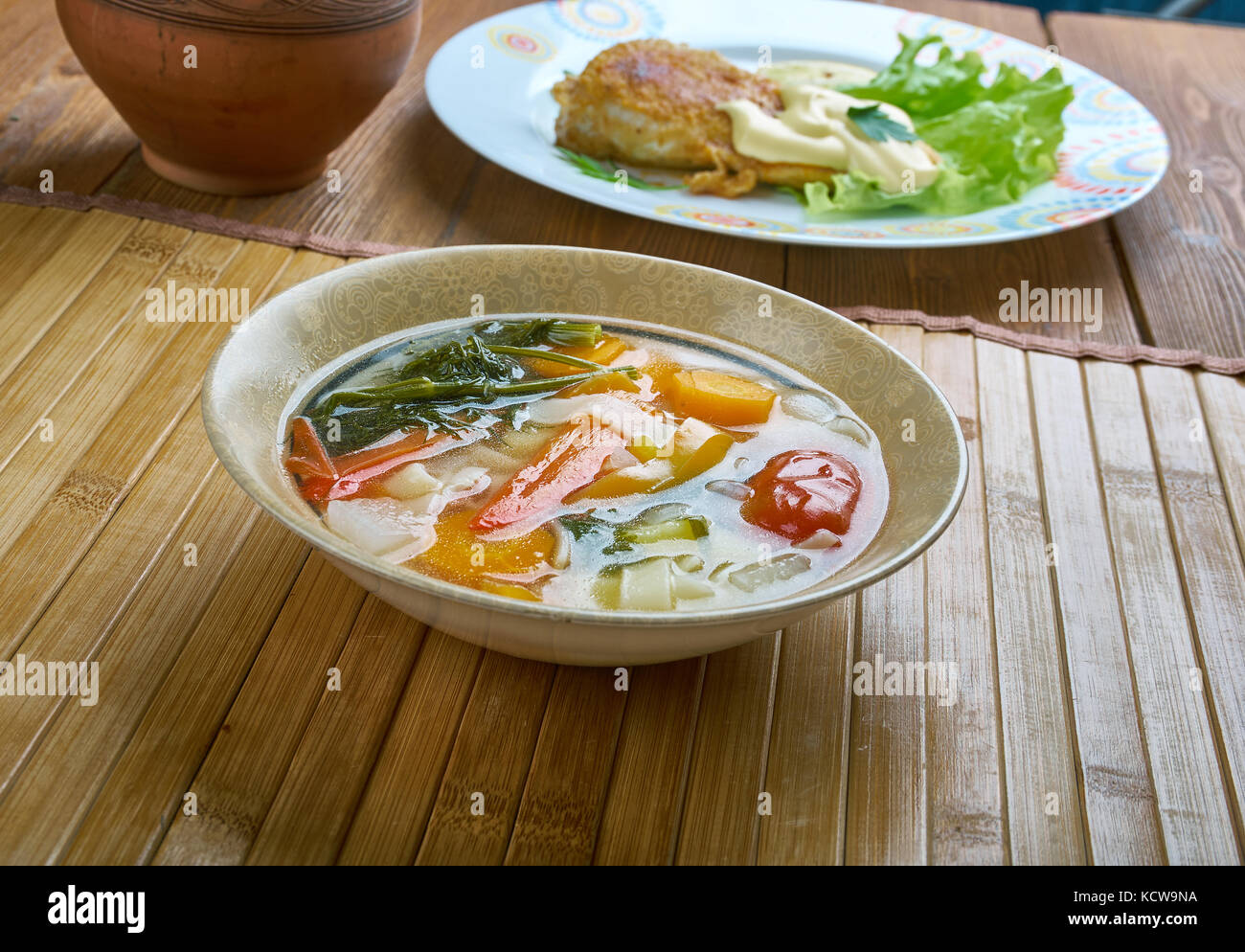 Supa taraneasca - Romanian vegetable soup with noodles Stock Photo - Alamy