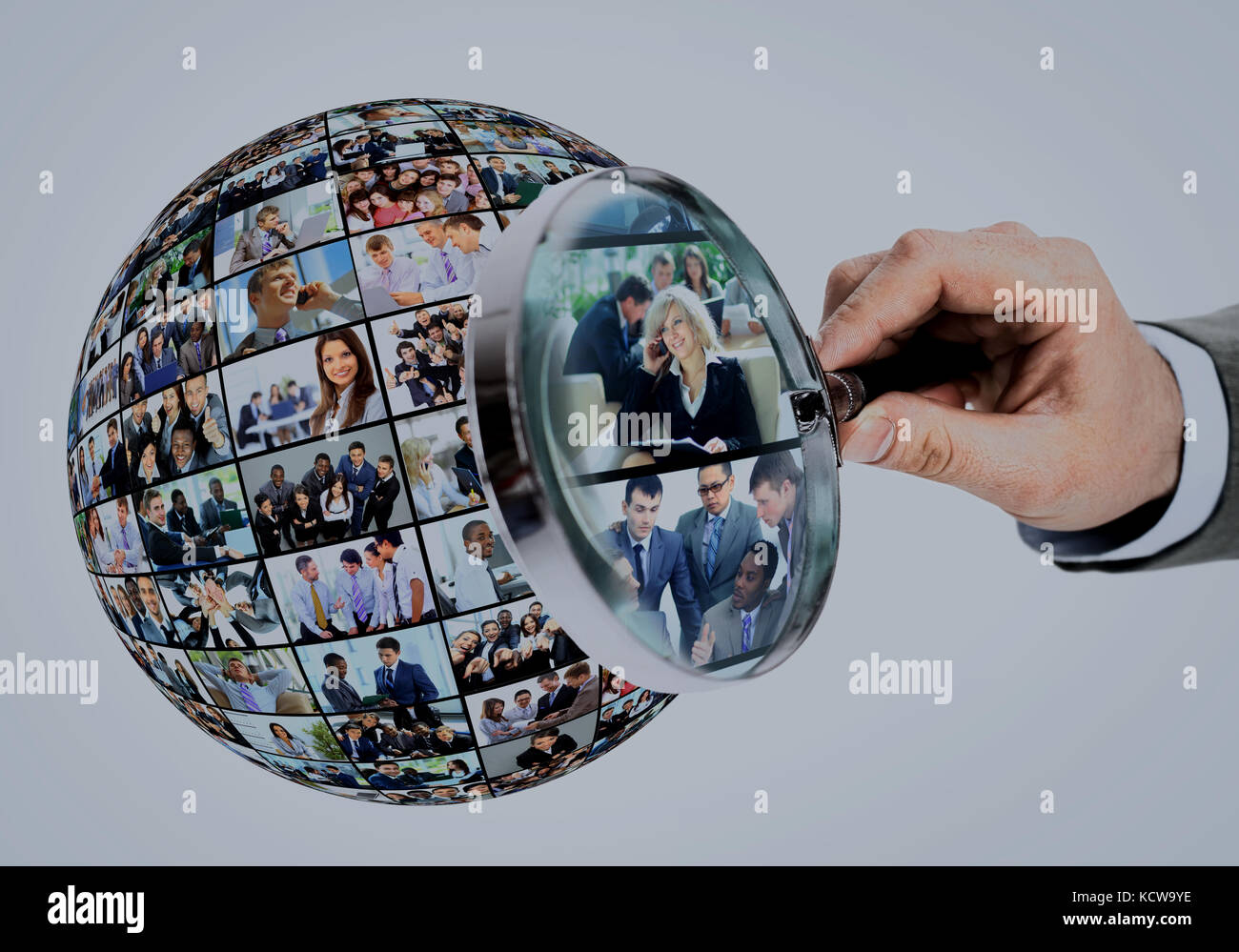 Human resource concept, magnifying glass searching people Stock Photo ...