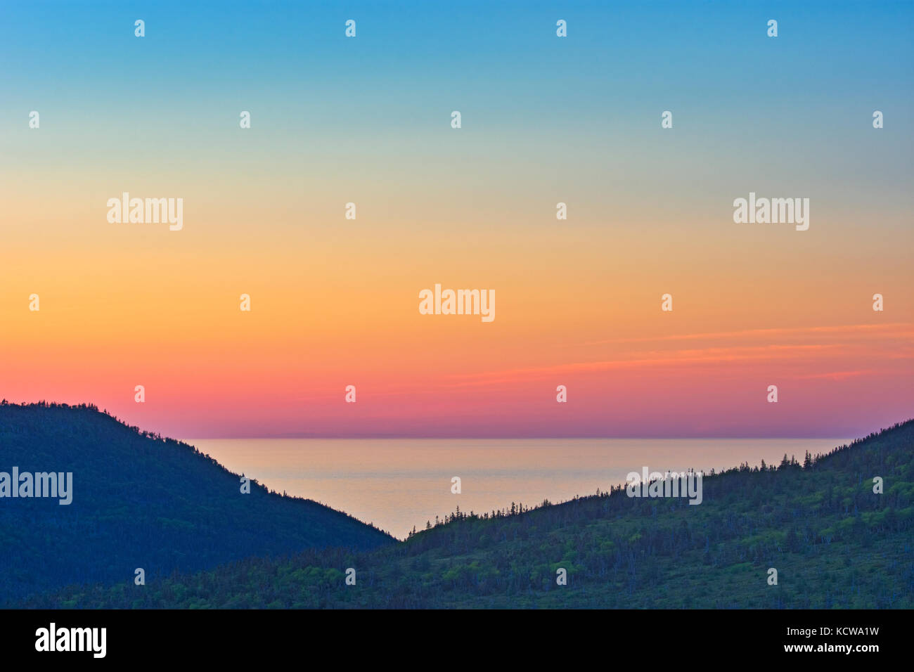 Gulf of St. Lawrence at dusk, Trout River, Newfoundland & Labrador ...