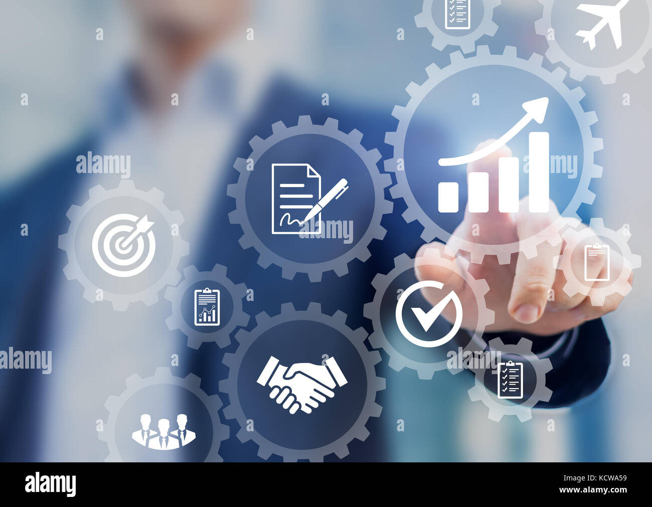 Business process management and automation concept with icons of hiring ...