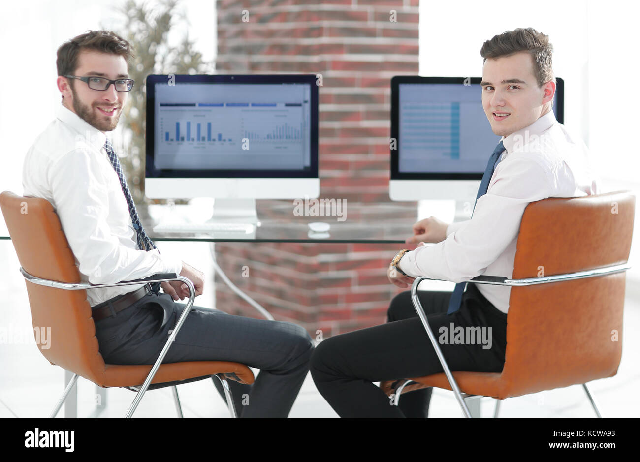 managers work with financial charts Stock Photo - Alamy