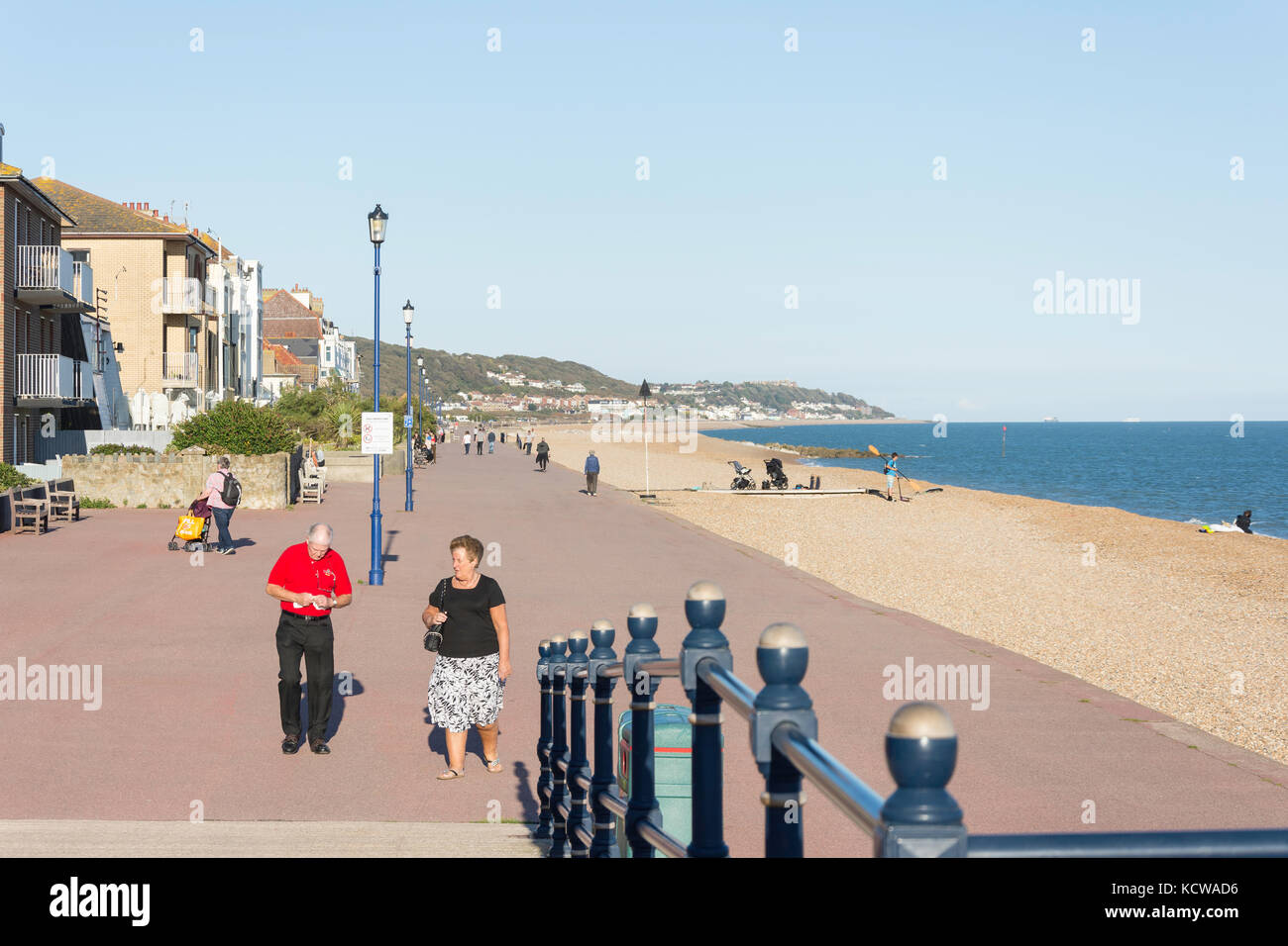 Hythe beach and promenade, Hythe, Kent, England, United Kingdom Stock ...