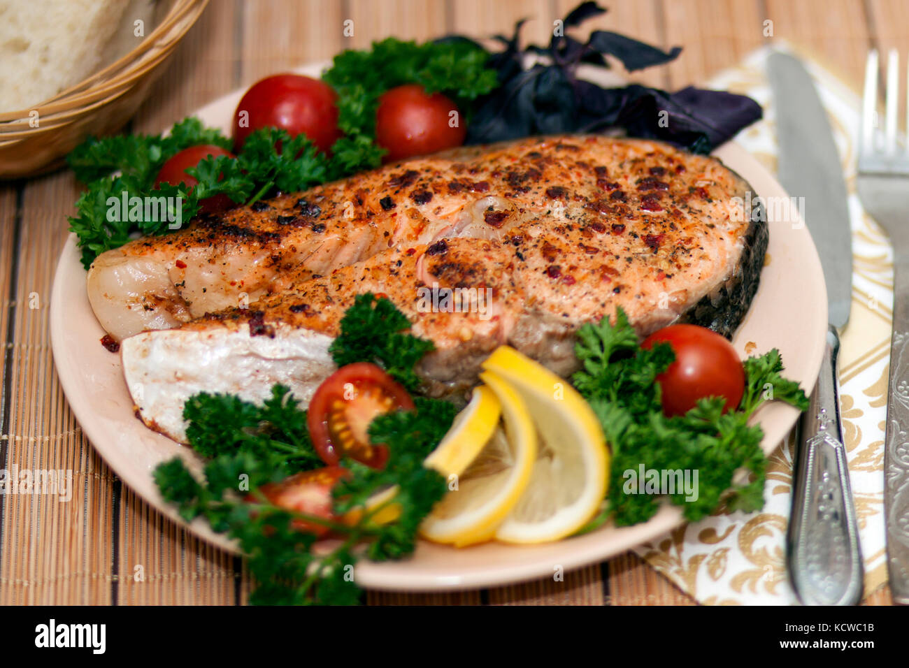Grilled red fish Stock Photo - Alamy
