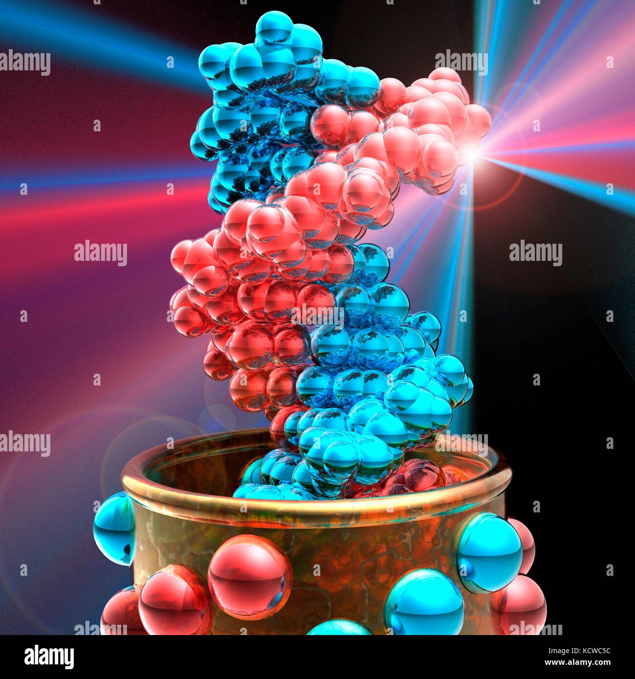 Conceptual illustration of a double stranded DNA (deoxyribonucleic acid ...
