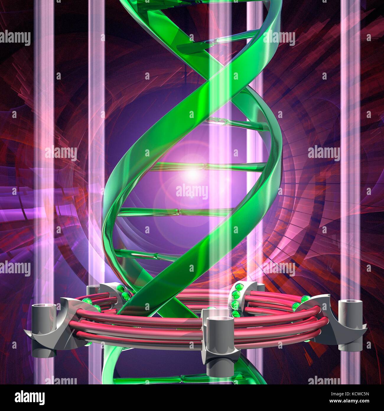 Conceptual illustration of a double stranded DNA (deoxyribonucleic acid ...