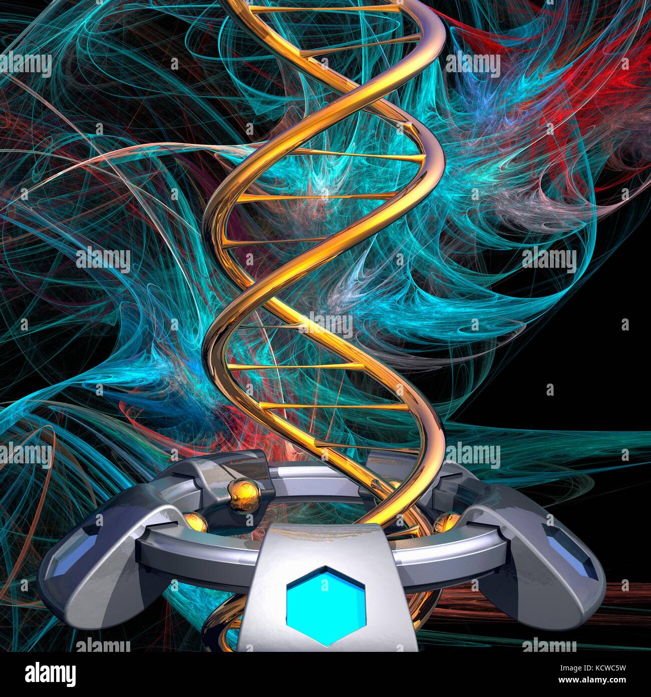Conceptual illustration of a double stranded DNA (deoxyribonucleic acid ...