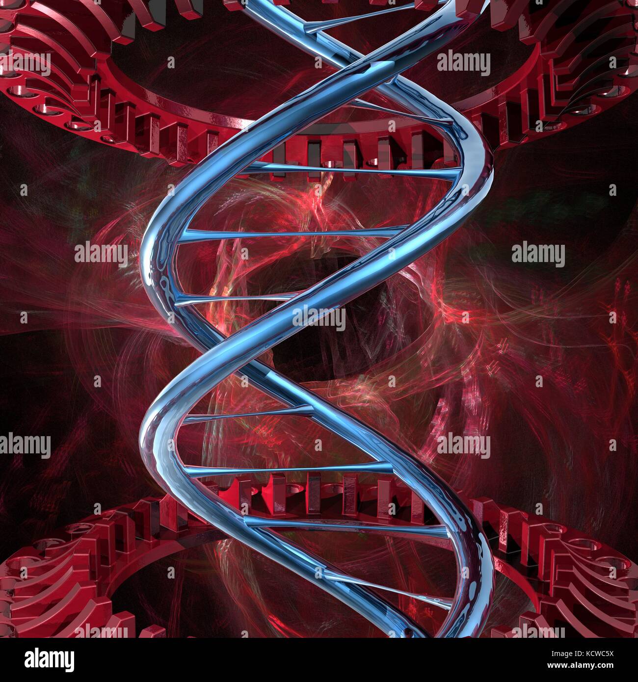 Conceptual illustration of a double stranded DNA (deoxyribonucleic acid ...