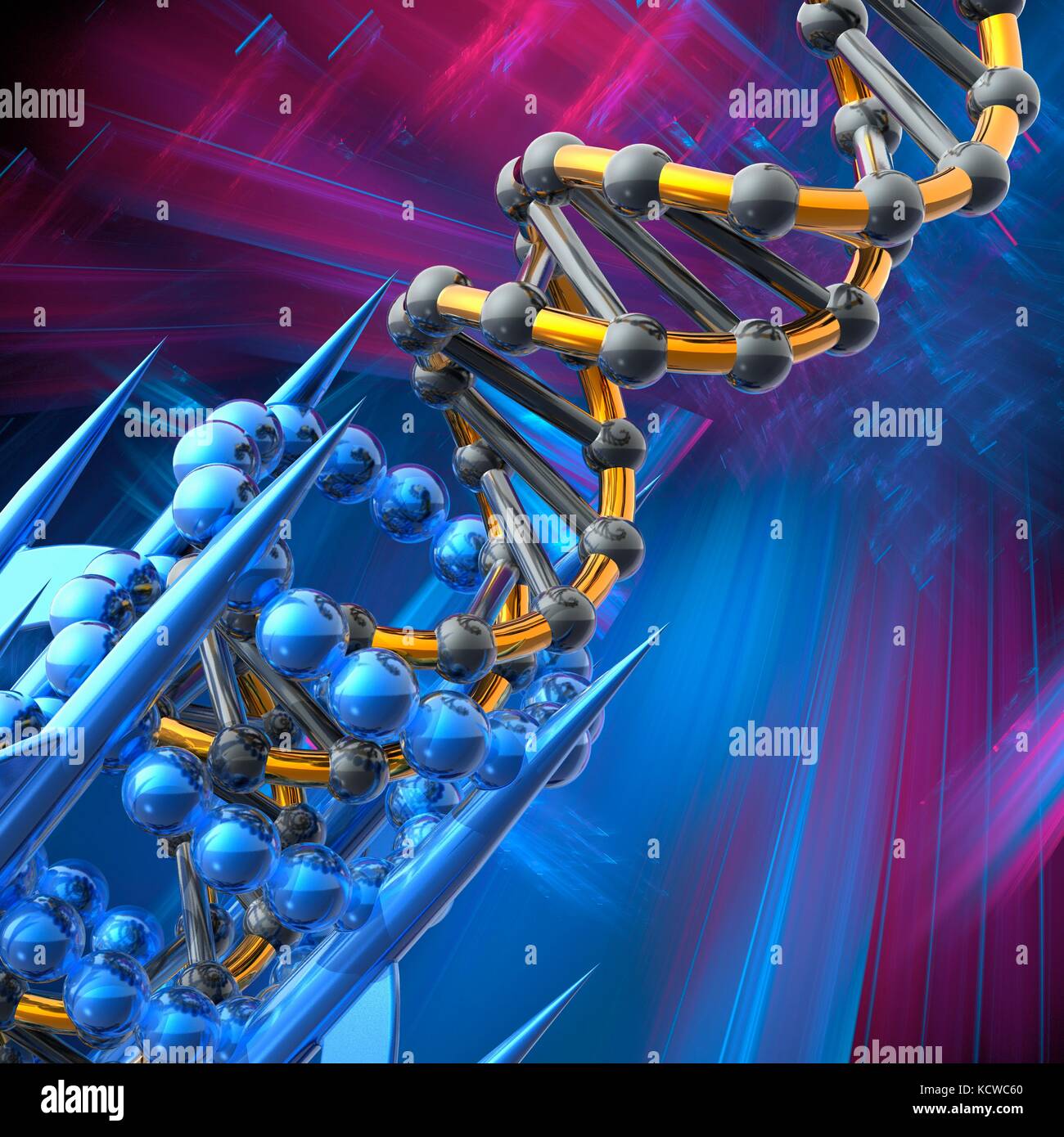 Conceptual illustration of a double stranded DNA (deoxyribonucleic acid ...