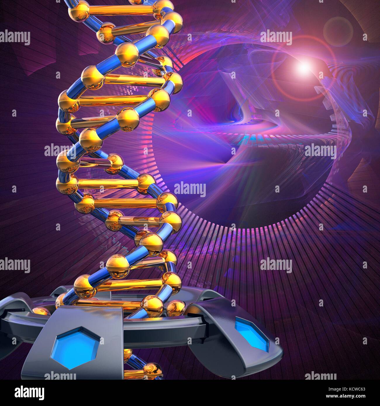 Conceptual illustration of a double stranded DNA (deoxyribonucleic acid ...