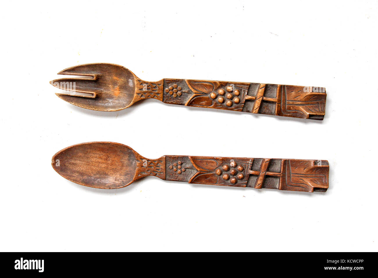 picture of a Top view of wooden spoon and fork isolated on white Stock ...