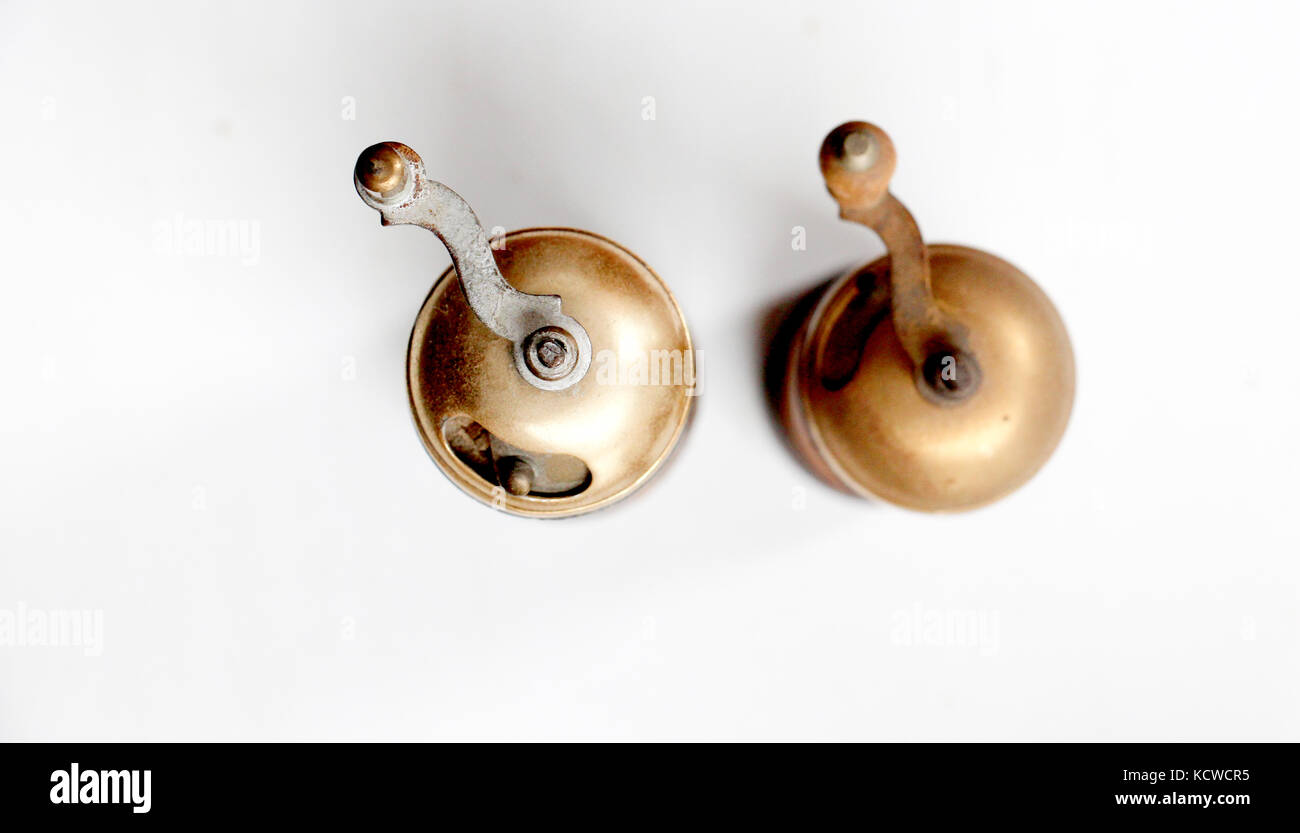 old pepper mill on white Stock Photo - Alamy
