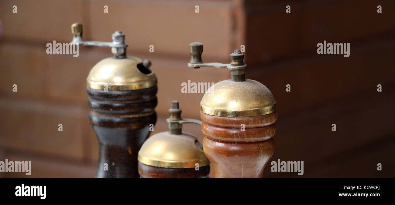 picture of an old pepper mills on white Stock Photo - Alamy
