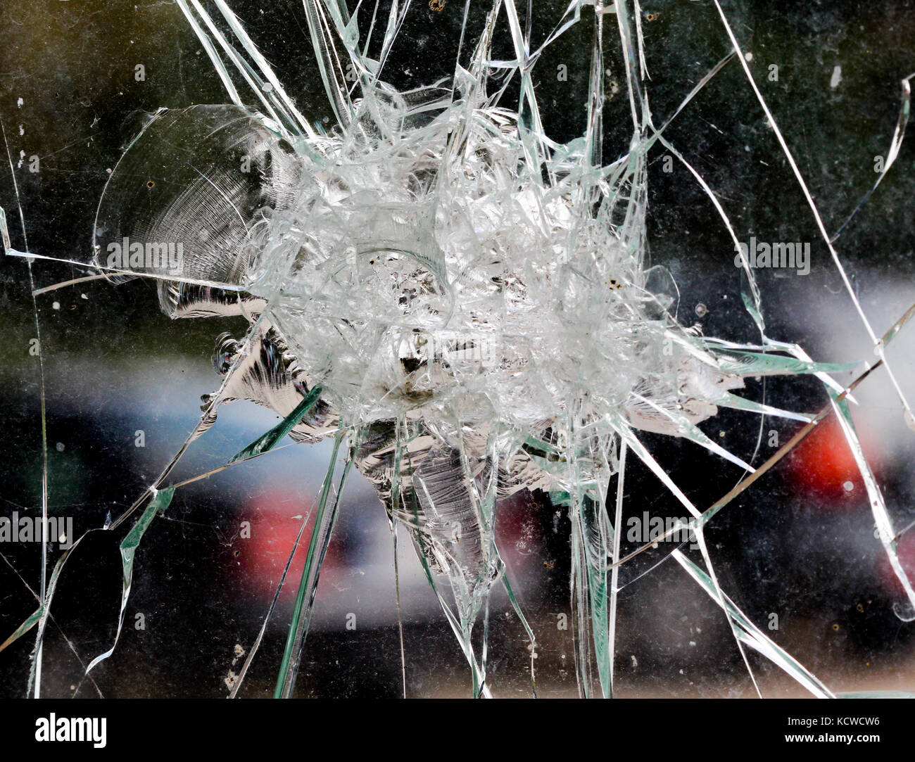 pucture of a Broken bus window inside from accident Stock Photo - Alamy