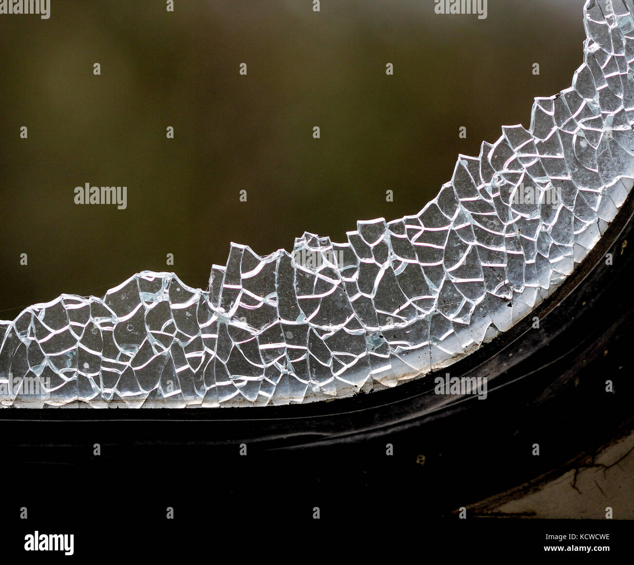 pucture of a Broken bus window inside from accident Stock Photo - Alamy