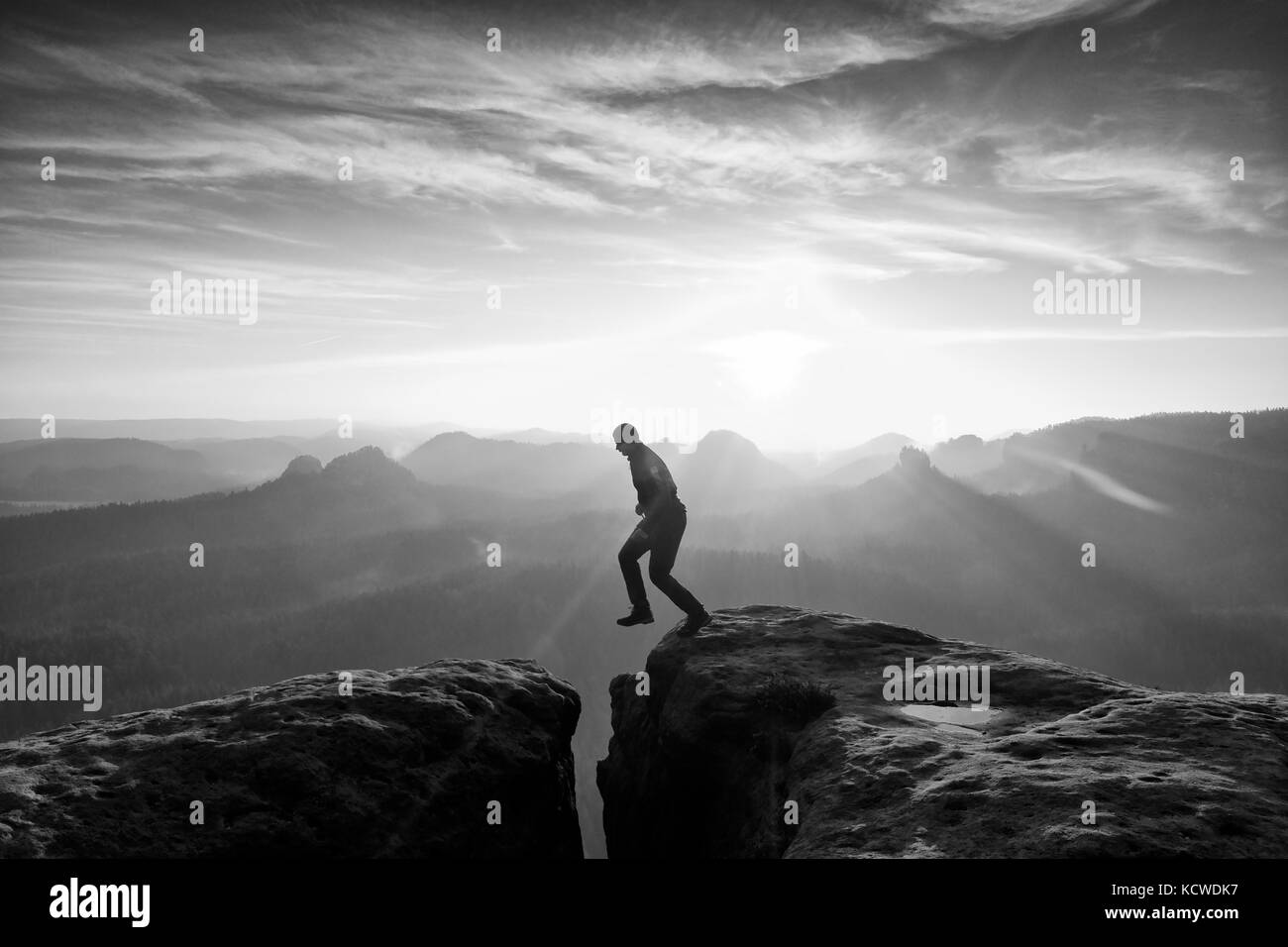 Happy jumping mountain Black and White Stock Photos & Images - Alamy