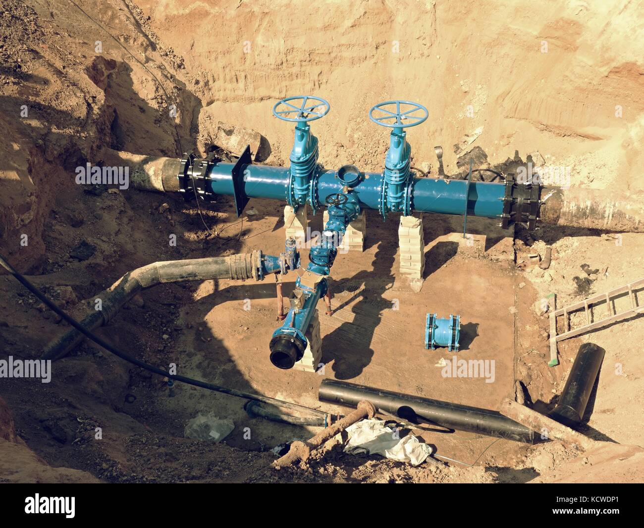 Reconstruction of main City water supply pipeline in underground. 500mm ...