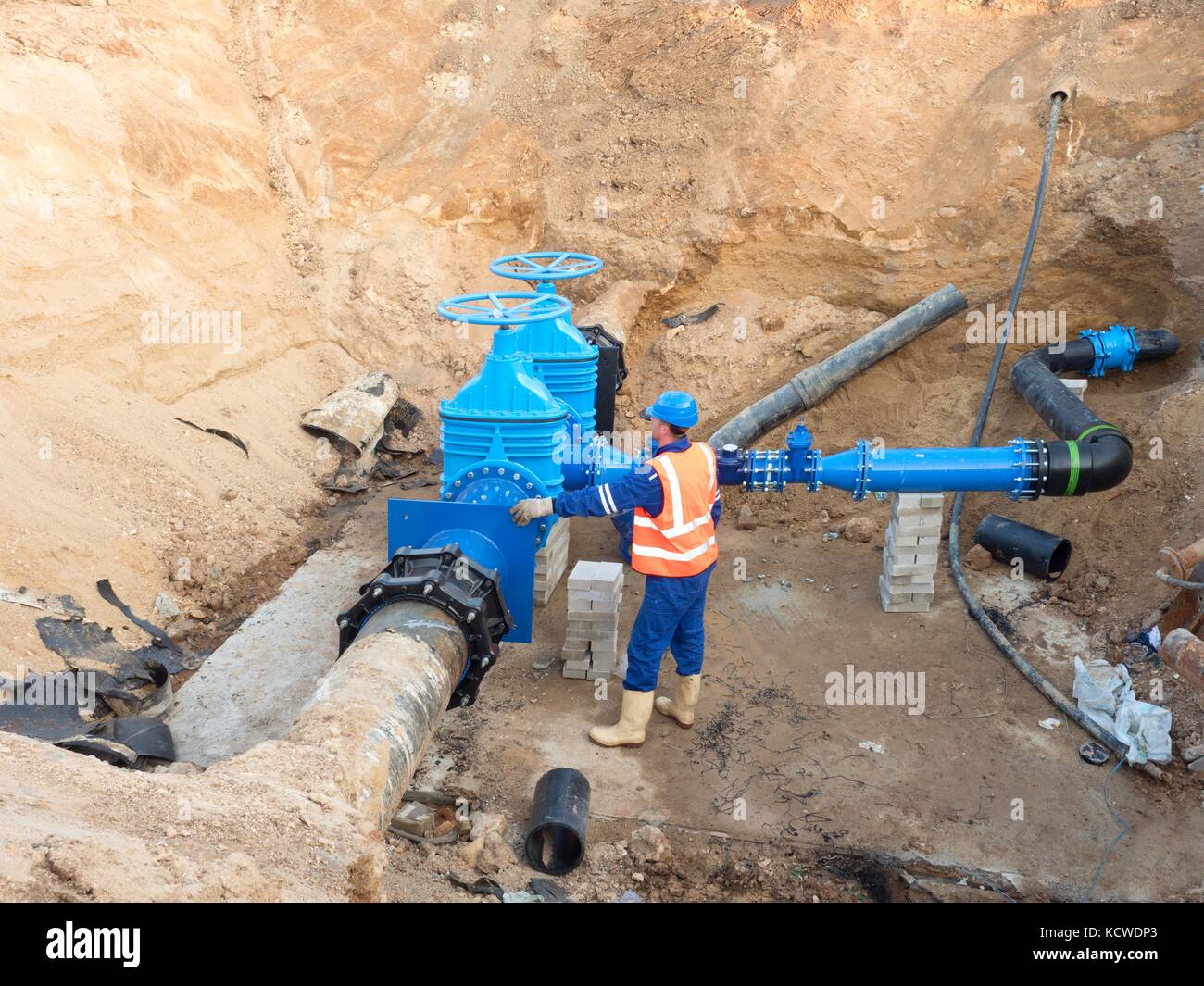 Drink Water Factory. Various pipelines, valve gates and metal pipes ...