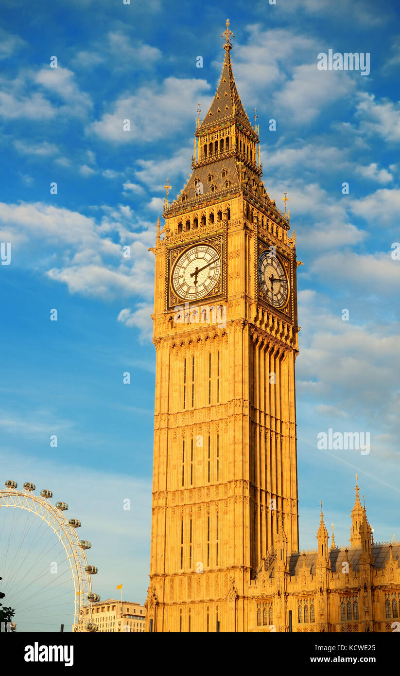 Big Ben closeup in London with blue sky Stock Photo - Alamy