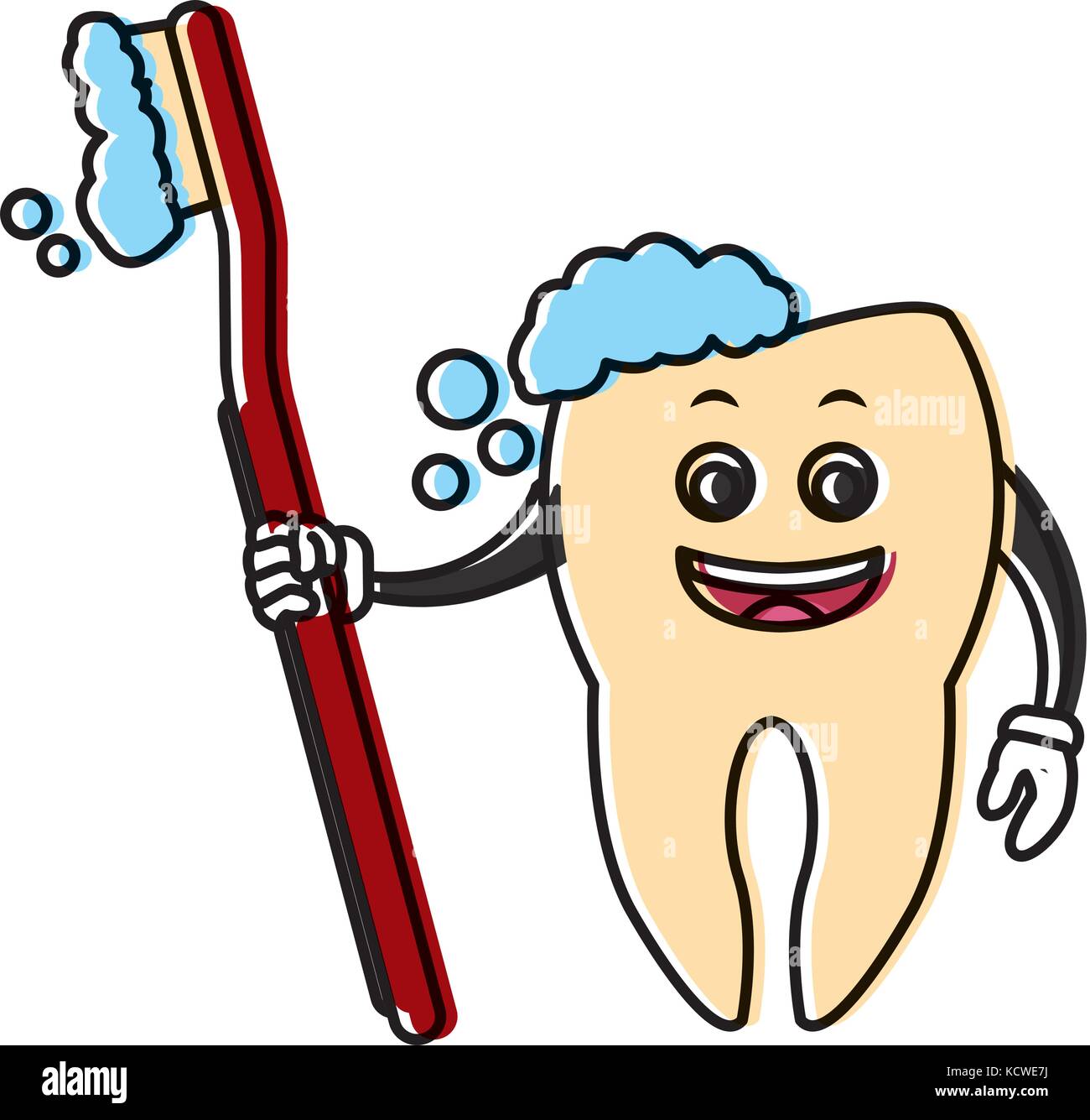 Tooth with brush cartoon Stock Vector Image & Art - Alamy