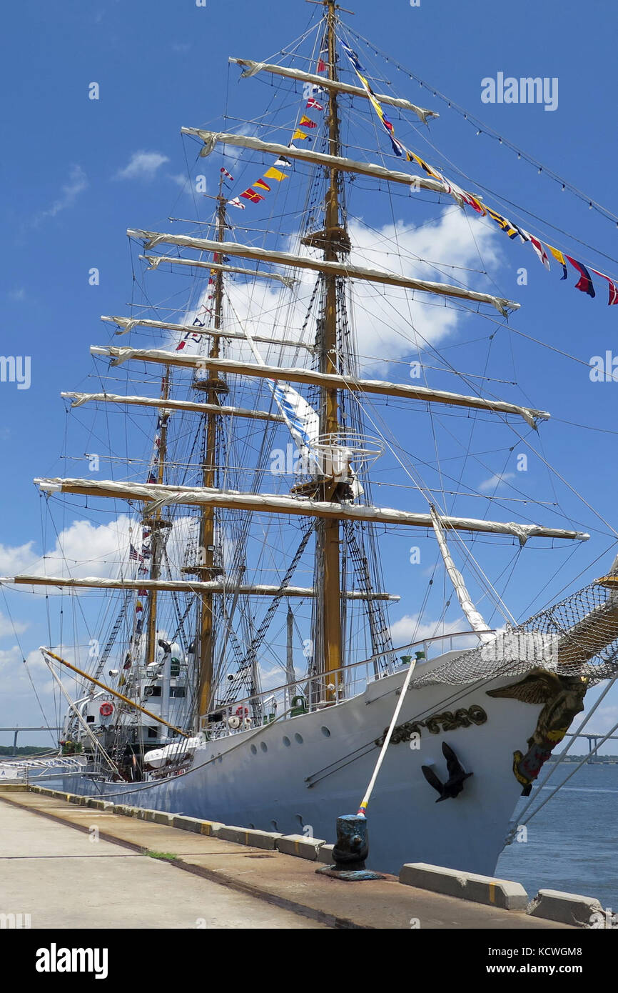 The ARC Gloria, the flagship of the Colombian Navy ports at Union Pier ...