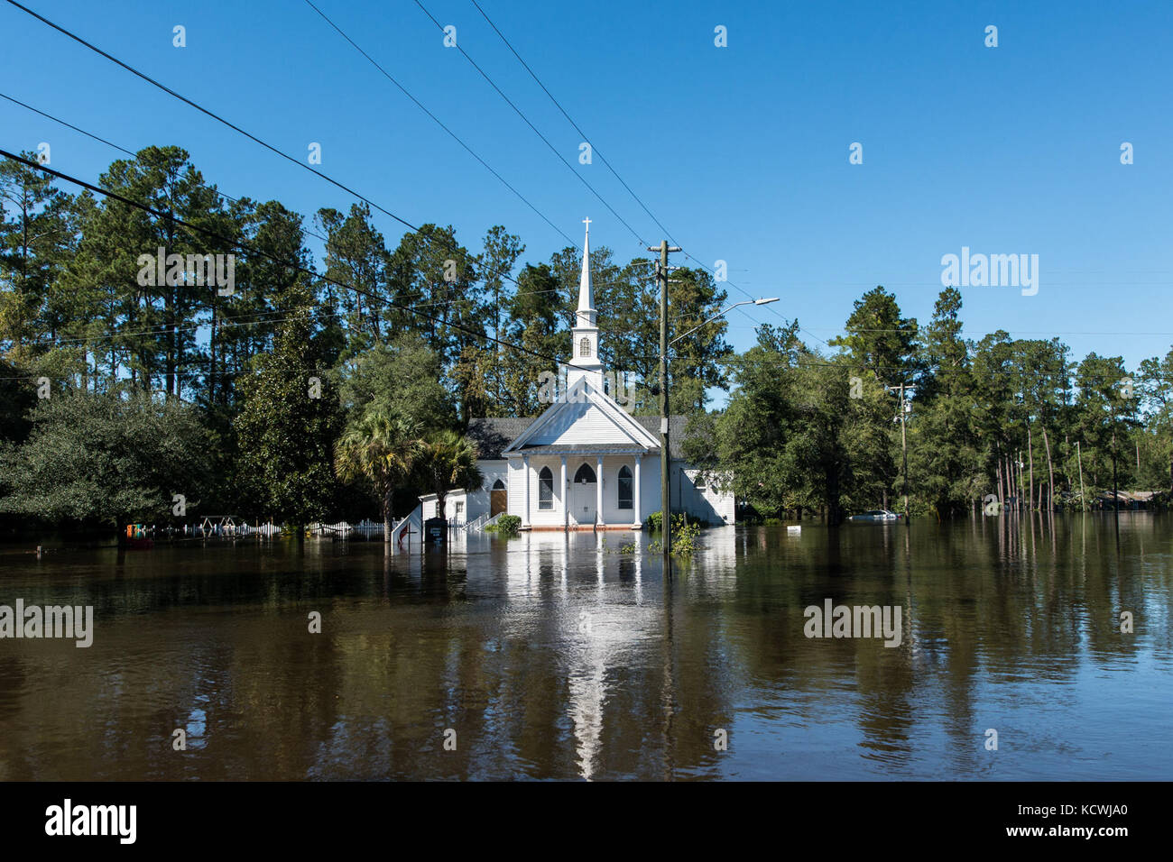 The Flooded town of Nichols S.C., heavy rains caused by Hurricane ...