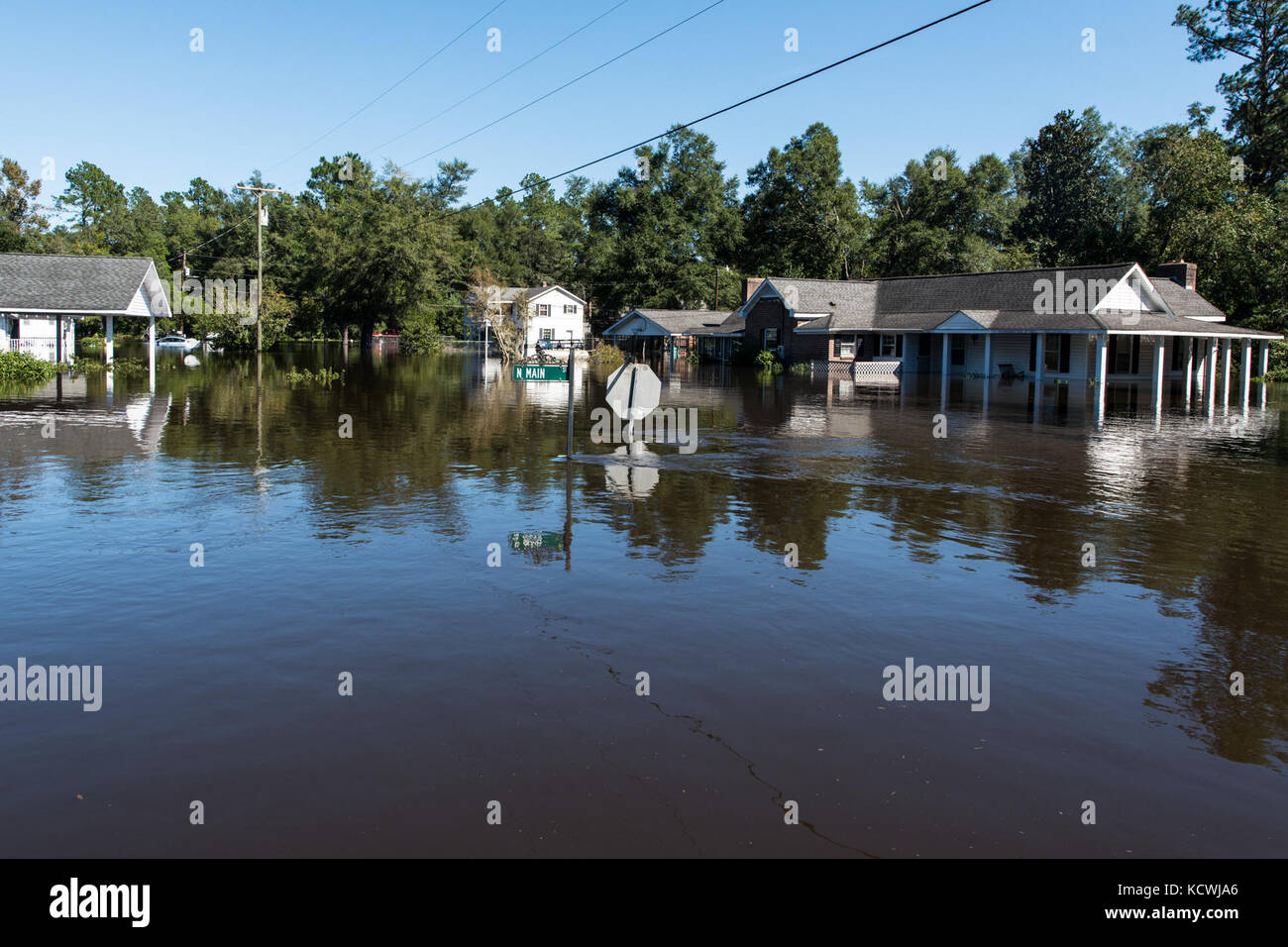 The Flooded town of Nichols S.C., heavy rains caused by Hurricane ...