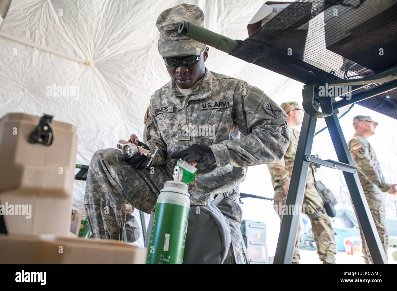 U.S. Army Spc. Keenan Summers, medic assigned to the 251st Area Support ...