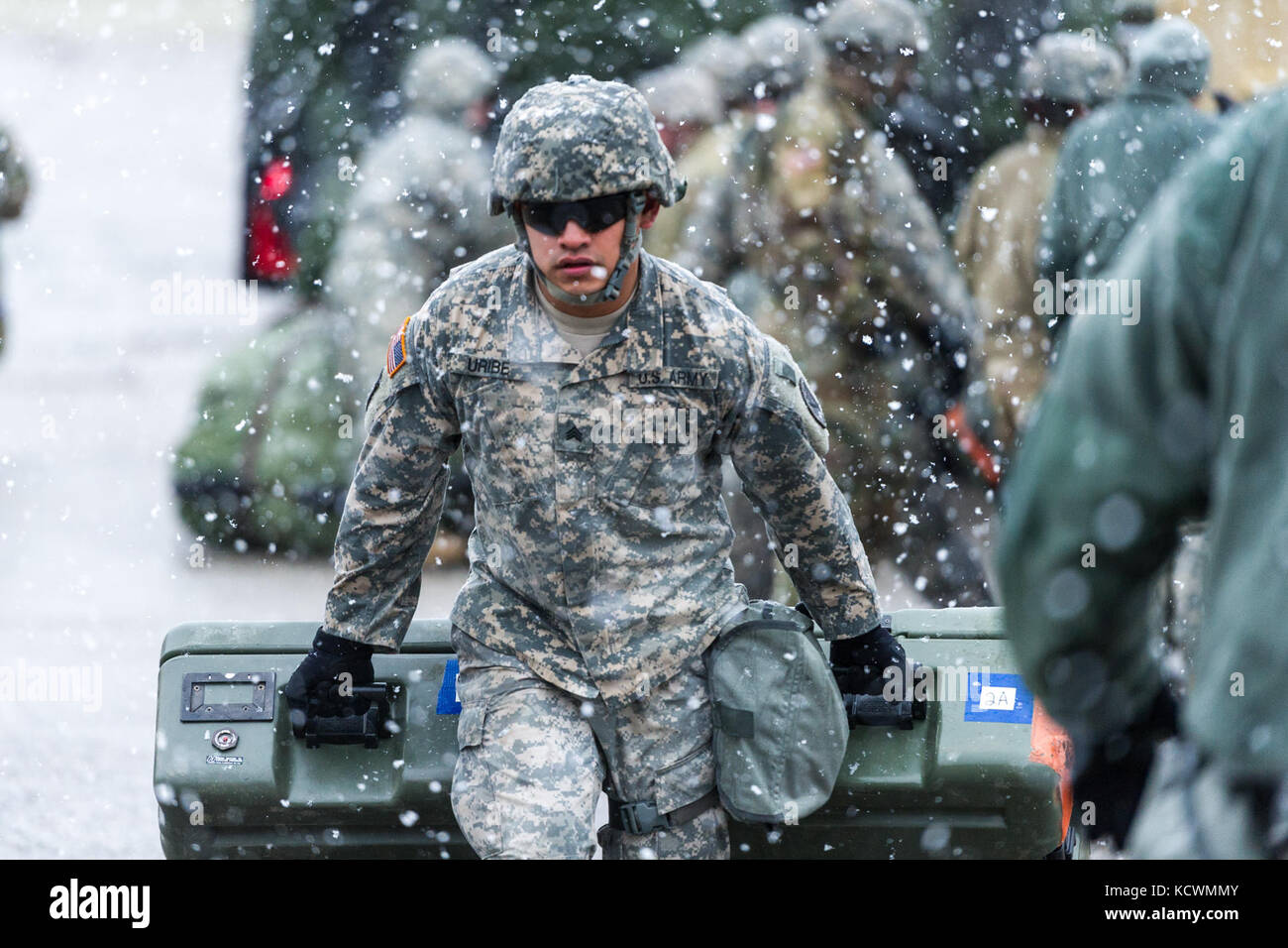 U.S. Army Sgt. George Uribe, medic assigned to the 251st Area Support ...