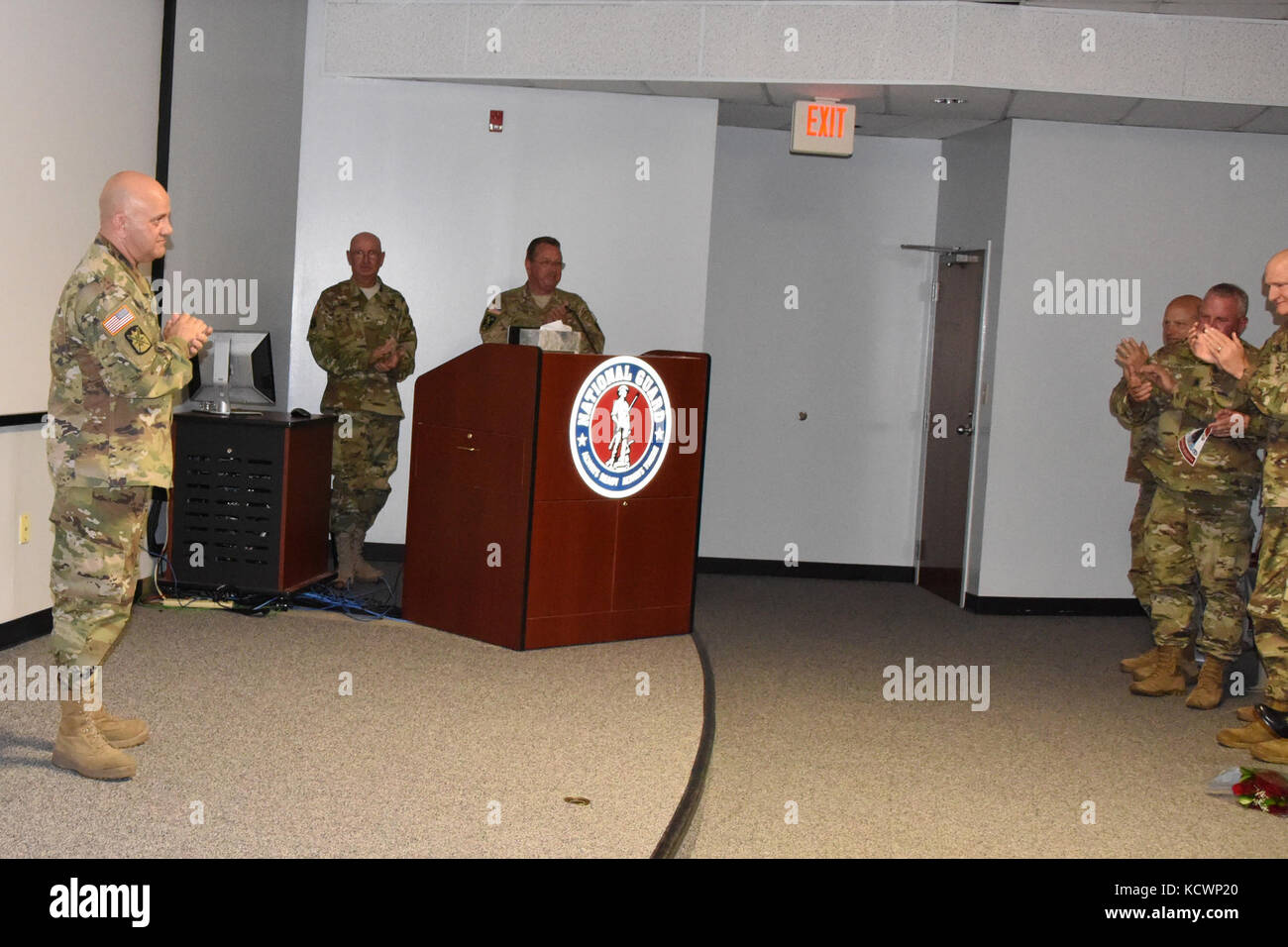 U.S. Army Col. Jody Dew is honored on the day of his retirement at a ...