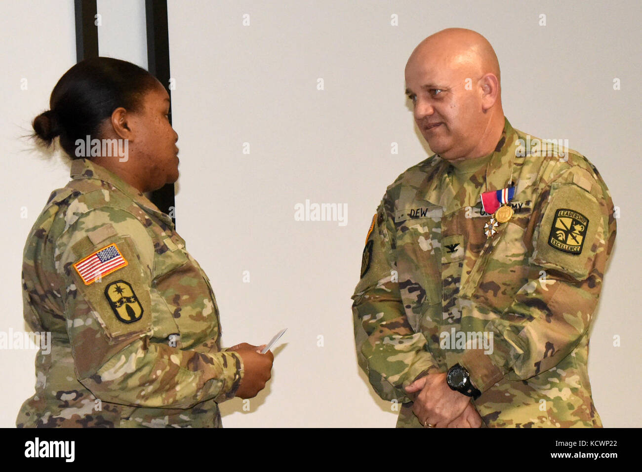 U.S. Army Col. Jody Dew is honored on the day of his retirement at a ...