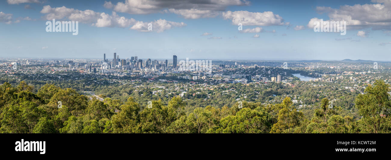 Panoramic view over the city of Brisbane in Australia taken from the ...